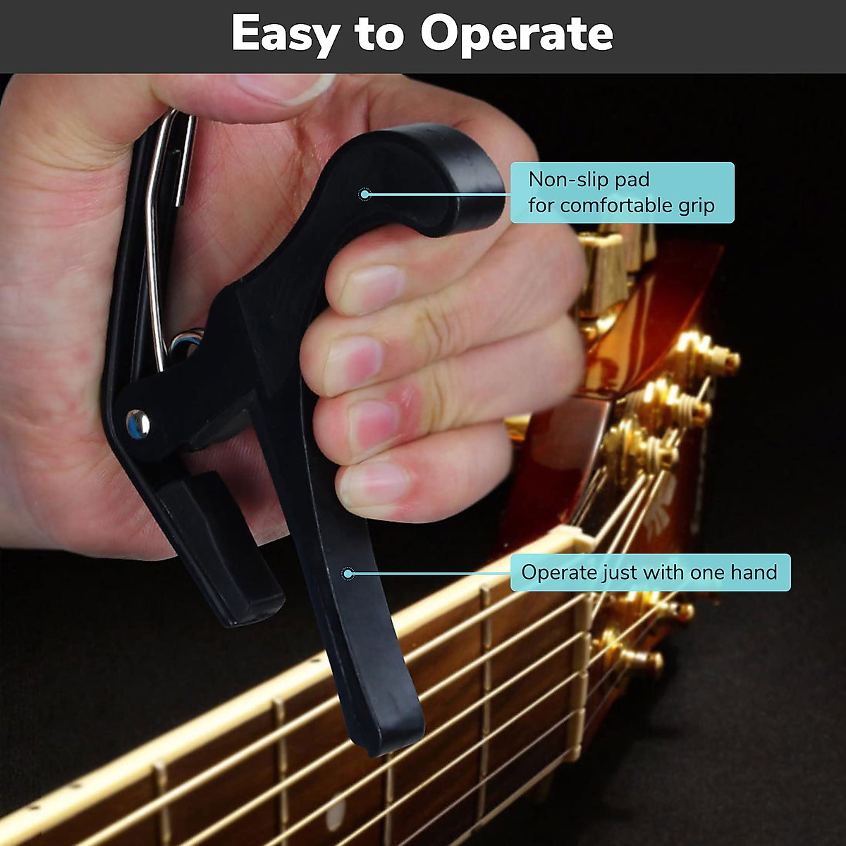 AW Guitar Capo Key for Acoustic Electric Classical Guitar Ukulele 4 to 6 String Guitars Aluminium New Black