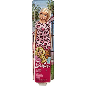 Barbie Doll, Blonde, Wearing Pink Heart-Print Dress and Platform Sneakers, for 3 to 7 Year Olds