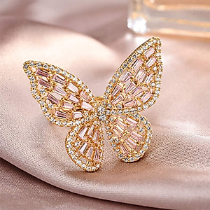 Cubic Zirconia Butterfly Ring Sparkling Crystal Bow-Knot Knuckle Ring Wedding Jewelry for Women