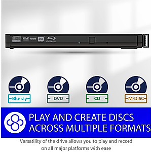 BUFFALO MediaStation Portable Blu-ray Drive/External, Plays and Burns Blu-Rays, DVDs, and CDs with USB Connection. Compatible with Laptop, Desktop PC and Mac.