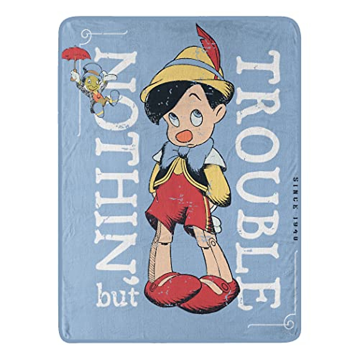 Northwest Disney's Pinocchio Micro Raschel Throw Blanket, 46" x 60", Trouble