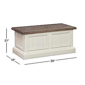 Amazon Brand - Stone & Beam FSC Certified Reclaimed Pine Storage Bench, 39"W, White