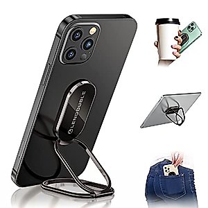 Phone Ring Holder Finger Kickstand, 360 Rotation Foldable Ultra-Thin Metal Cell Phone Back Hand Grip for Magnetic Car Mount & Office Desktop, Adjustable Cellphone Stand for iPhone 14 iPad Smartphones