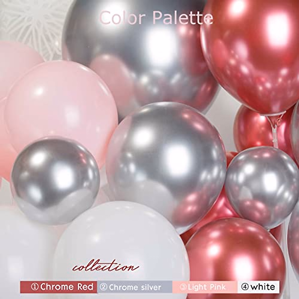 Pink Winter Wonderland Balloon Garland arch Kit Pink Chrome Silver Red White With 2 Large Snowflake Balloons for Onederland Girl Princess Birthday Party baby its cold outside baby shower decorations