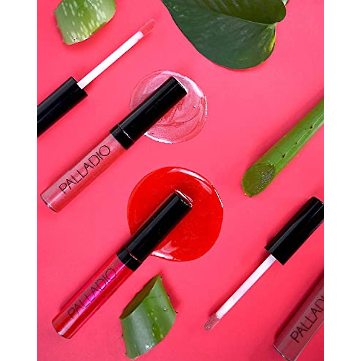 Palladio Lip Gloss, Non-Sticky Lip Gloss, Contains Vitamin E and Aloe, Offers Intense Color and Moisturization, Minimizes Lip Wrinkles, Softens Lips with Beautiful Shiny Finish, Champagne