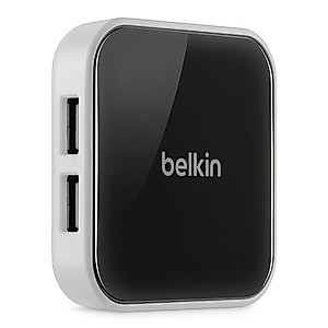 Belkin 4-Port USB Hub - Powered Desktop USB Docking Station - USB Adapter supports USB A, USB 2.0 and USB 1.1 - USB Charging Hub - USB Splitter for USB Drives, Keyboards and Mice - Powered USB Hub