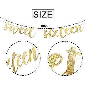 Sweet Sixteen Banner - Sweet 16 Banner，16th Birthday Banner，happy 16th Birthday Banner，sweet 16 Birthday Banner，16th Happy Birthday Anniversary Party Decorations