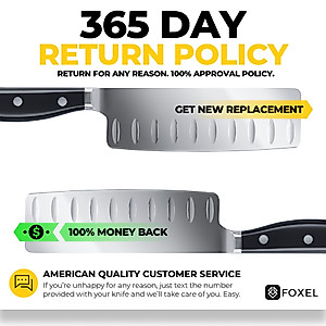 FOXEL Best Nakiri Knife 5.76 Inch Square Vegetable Knife - Hallowed Edge Razor Sharp German High Carbon Steel - Full Tang Balanced Handle for Produce, Fruits, and Veggies