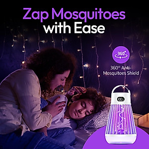 Zappify Zapper 2.0 White Portable Bug Zapper, Indoor & Outdoor, Cordless Rechargeable Mosquito Zapper, Hanging Hook, 1500V High Voltage, Trap for Fly, Insect, Mosquito & Bugs