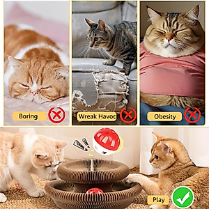 Cat Toy, Magic Organ Cat Scratch Board Compact Cat Accordion Toy, Cardboard Cat Toys, Interactive Scratch Pad Cat Toy with Toy Bell Ball