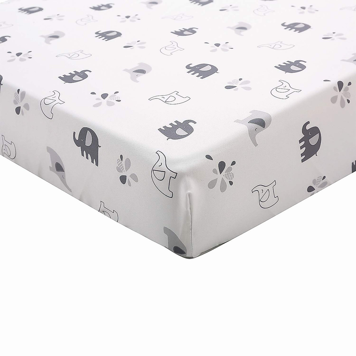 4piece Elephant Nursery Bedding Baby boy Crib Bedding Set Toddler Bedding Microfiber Embroidered Grey | Crib Comforter, Fitted Sheet, Dust Ruffle,Blanket