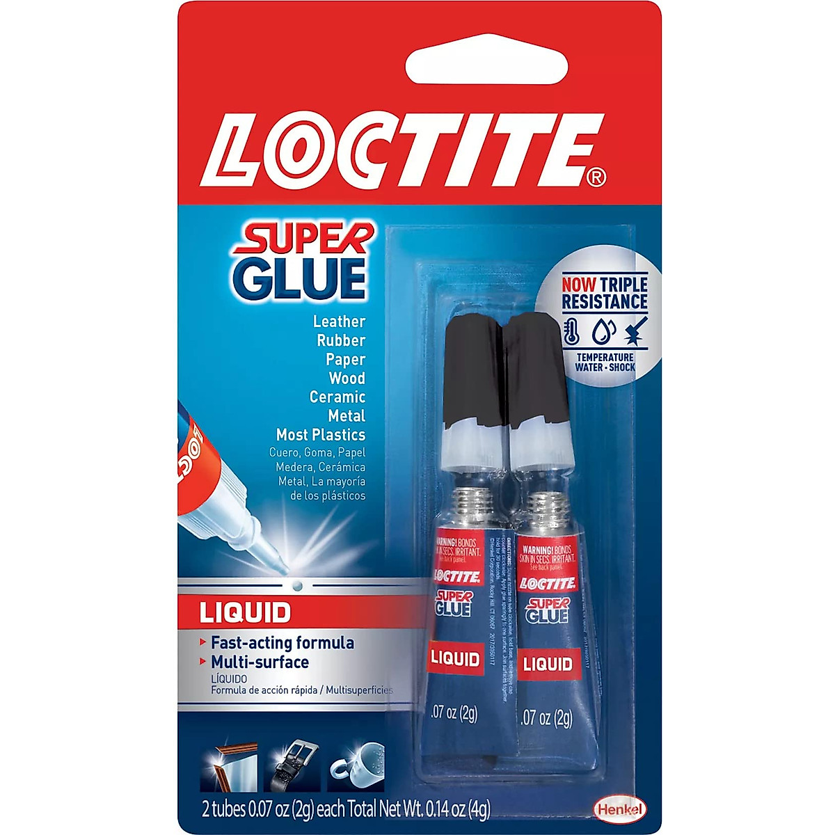 Loctite Super Glue Liquid, Two 2-Gram Tubes (1399963)