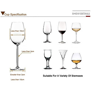 Kework Bamboo Wine Glass Holder, Hold Up to 6 Wine Glasses, Hanging Stemware Display Rack, Under Cabinet Mounted Wine Glass Drying Storage Hanger Organizer Rack (6-glass)