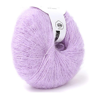 Popular Soft Mohair Knitting Angora Wool Yarn for DIY Knitting (with a Crochet)(violet)