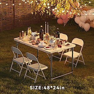 Nazhura 4 Foot Foldable/Folding Table Heavy Duty, Durable and Portable for Dining Picnic and Party