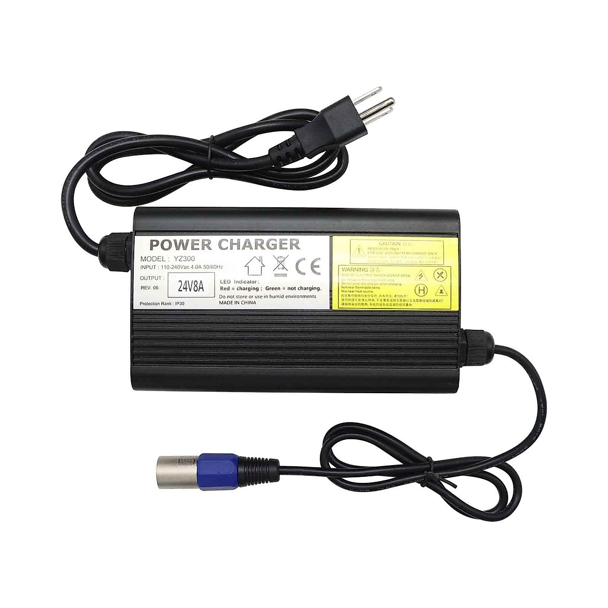24V 8A Lead Acid Battery Charger with 3-Pin XLR Connector for Jazzy 1450, invacare tdx 3, Invacare Pronto M51, Sunrise Medical, Quickie, Drive Medical Power Supply