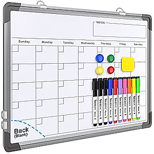 Small Monthly Calendar Dry Erase Whiteboard for Wall, 16" x 12" Magnetic Dry Erase Board, Hanging Double-Sided White Board, Portable Board for Drawing, Kitchen, Planning, Memo, School, Home, Office