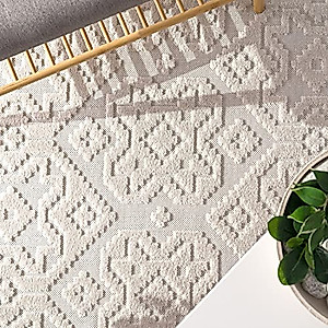 Paco Home in- & Outdoor Rug Modern Carved Boho Pattern in Cream, Size: 6'7" x 9'6"