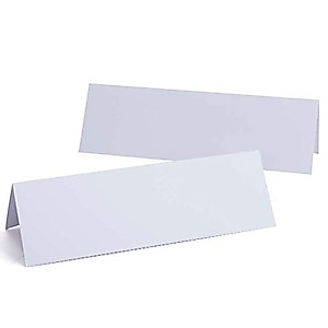 KARRES (QTY 120) 2.5 x 8 Inches Blank Table Place Tent Cards for Weddings Banquets Events Table Seating Food Labels
