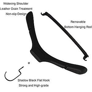 Plastic Extra Wide Suit Hangers, Pack of 15, Width: 17.7",Notched Shoulders & Swivel Hooks, Black