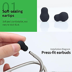 Stethoscope Spare Parts Kit, Snap Tight Soft-Sealing Ear-Tips 40001,Replacement for Littmann Classic Stethoscopes,Compatible with Littman Cardiology,Ear Pieces,Black