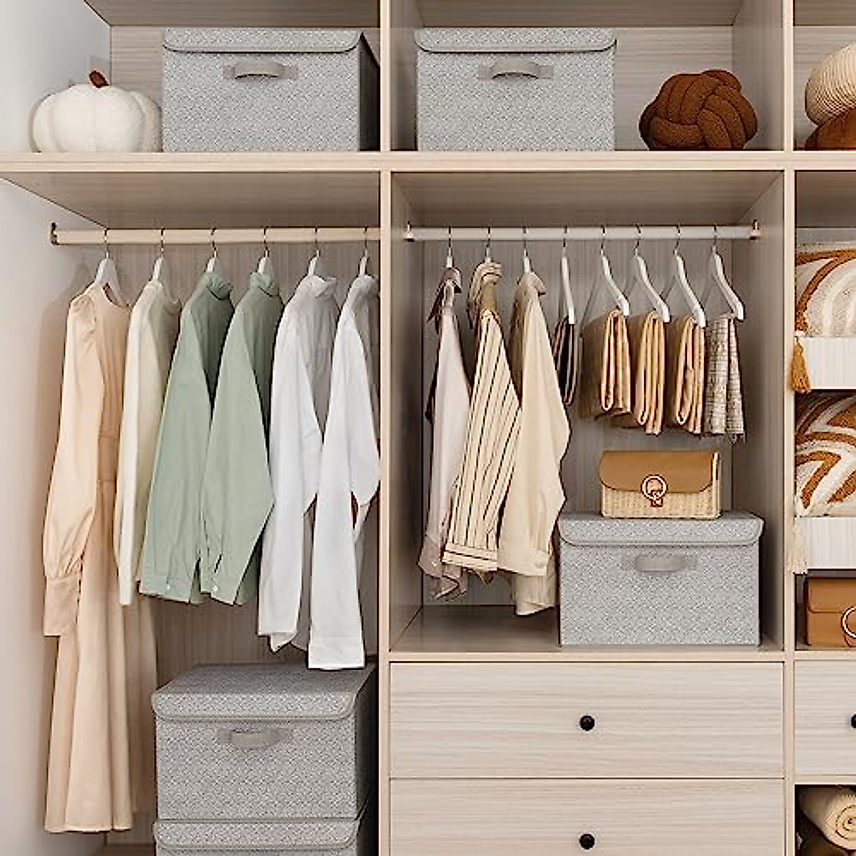 GRANNY SAYS Bundle of 2-Pack Storage Bins with Lids Large & 1-Pack Hanging Closet Organizer