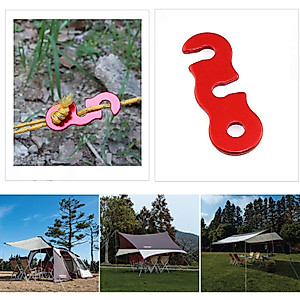 RuiLing 10pcs Aluminum Alloy Quick Release Tent Rope Stoppers Outdoor Camping Shelter Awning Wind Rope Adjuster Tent Rope Tighteners Red 2 Sizes (5.5x2cm and 4.3x1.2cm)