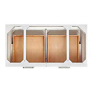 ARIEL 42" White Bathroom Vanity Base Cabinet, Single Sink Configuration, 2 Full Extension Dovetail Drawers, Brushed Nickel