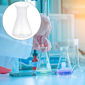 Baluue Erlenmeyer Flask 50ml Laboratory Conical Flask Plastic Erlenmeyer Flask Narrow Neck Clear Conical Flask with Scale for Laboratory School Educational Learning