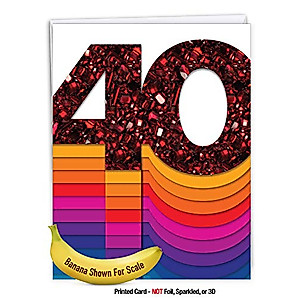 The Best Card Company - 40th Big Happy Anniversary Card (8.5 x 11 Inch) - Wedding Anniversary Congrats, Card for Married Couples (Not Foil, Layered, or 3D) - Bold Milestones 40 J6110BANG