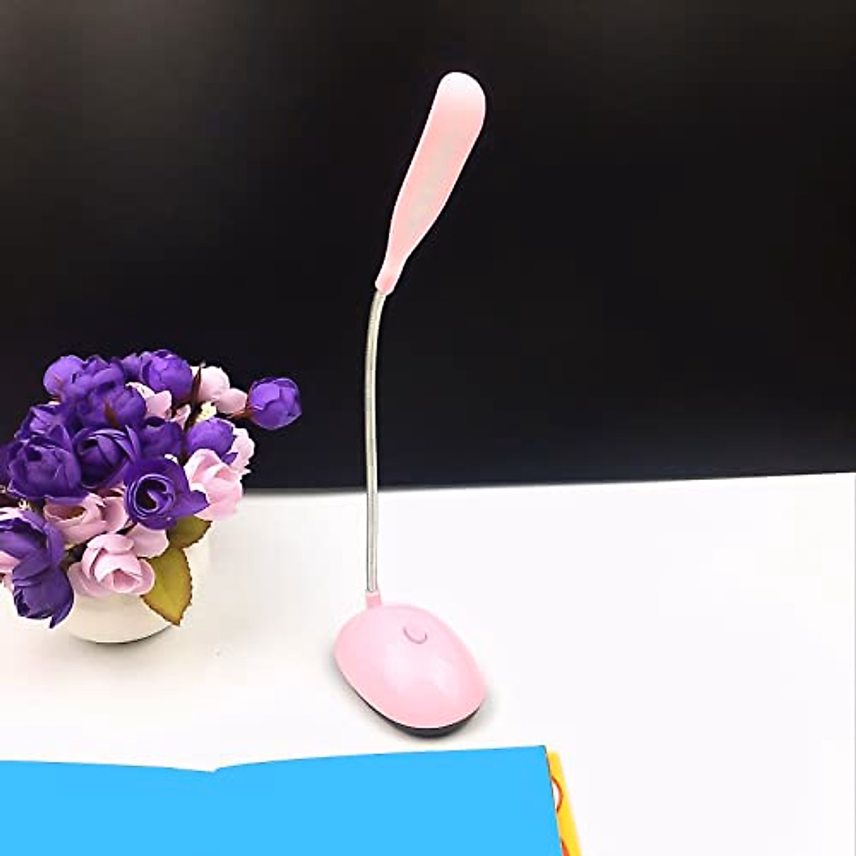 curfair LED Desk Light Plastic Adjustable Flexible Table Lamp Battery Operated Durable Pink
