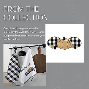 Elrene Home Fashions Happy Fall Y'all Autumn Burlap Placemat Set, 13" x 19", Set of 4, Multi