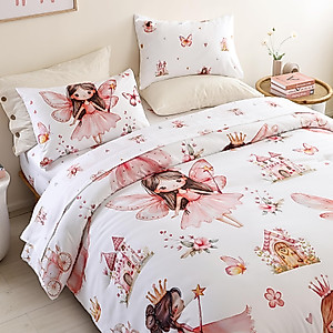 weigelia Twin Comforter Set 5 Pieces Bed in a Bag Fairy Castle Kids Comforter Set Lightweight Soft Twin Bedding Sets for Girls Boys