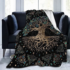FEILUOKE Viking Tree of Life Blanket Super Soft and Comfortable Warm Flannel Throw Blanket Sofa Bedroom Bed Blanket Adult Children 80x60 Inches