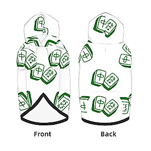 Large Dog Hoodie Chinese-Mahjong-Tile-Plaid Pet Clothes Sweater with Hat Soft Cat Outfit Coat Medium