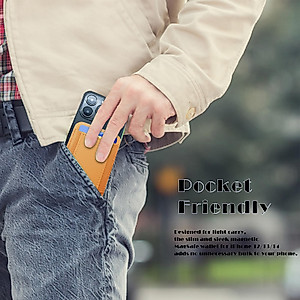 Rxuiael Stretchy Magsafe Wallet for iPhone 12 & 13 & 14 & 15 Series Magnetic Wallet Card Holder Apple Wallet for Women Men,Fit 6 Cards (Yellow)