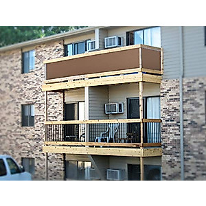 Eden's Decor Balcony Privacy Screen Fence Brown 2'6"x 15' Privacy Screen Mesh UV Protection Weather-Resistant for Patio, Deck, Porch, Railing, Gardening Custom