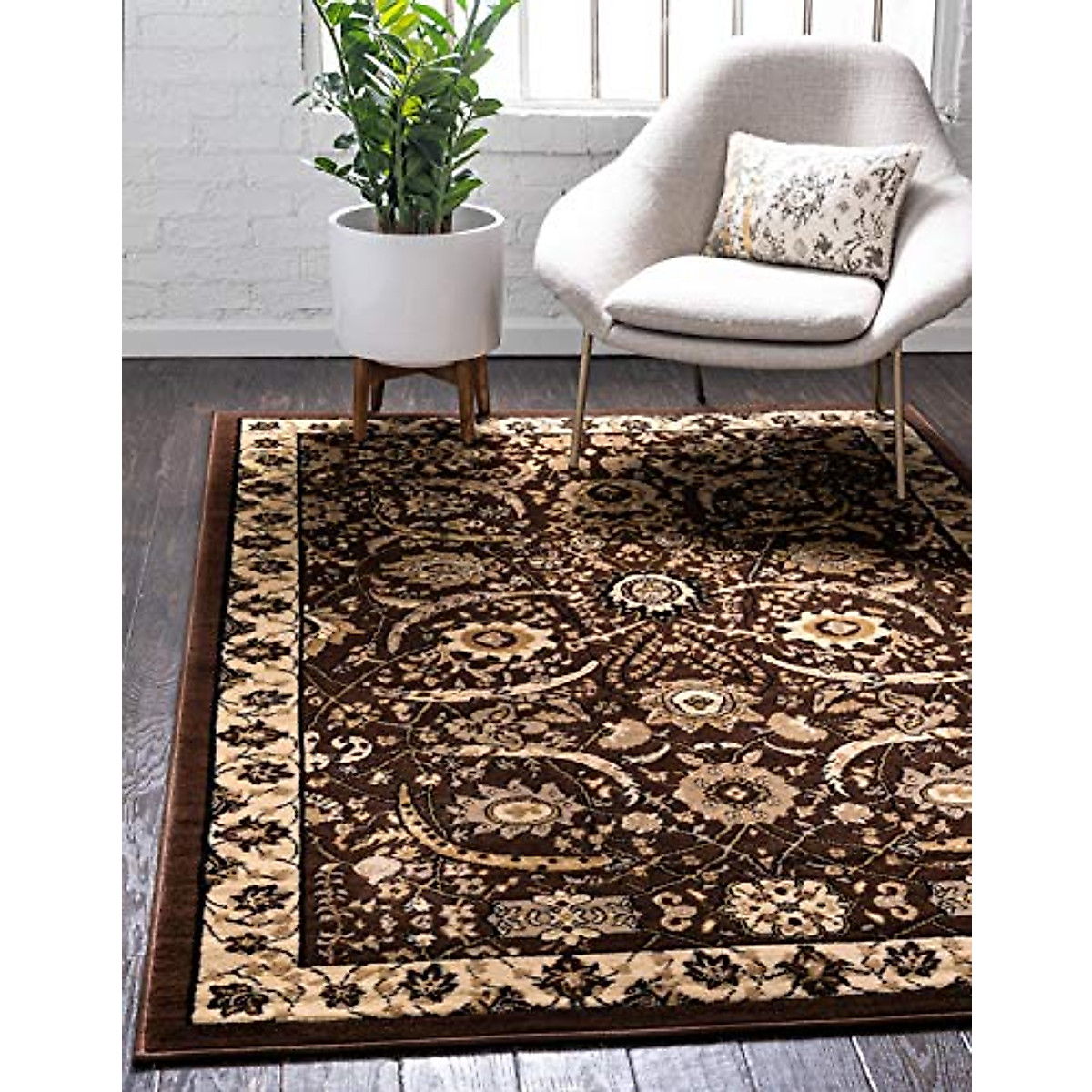 Unique Loom Espahan Collection Traditional Classic Inspired, Intricate Design Area Rug, 10 ft x 13 ft, Brown/Beige