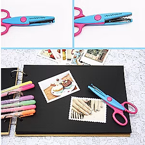 Kinteshun Lacework Wavy Paper Edger Scissors Pinking Shears Set for Handcraft Works(6pcs,Different Cutting Effects)