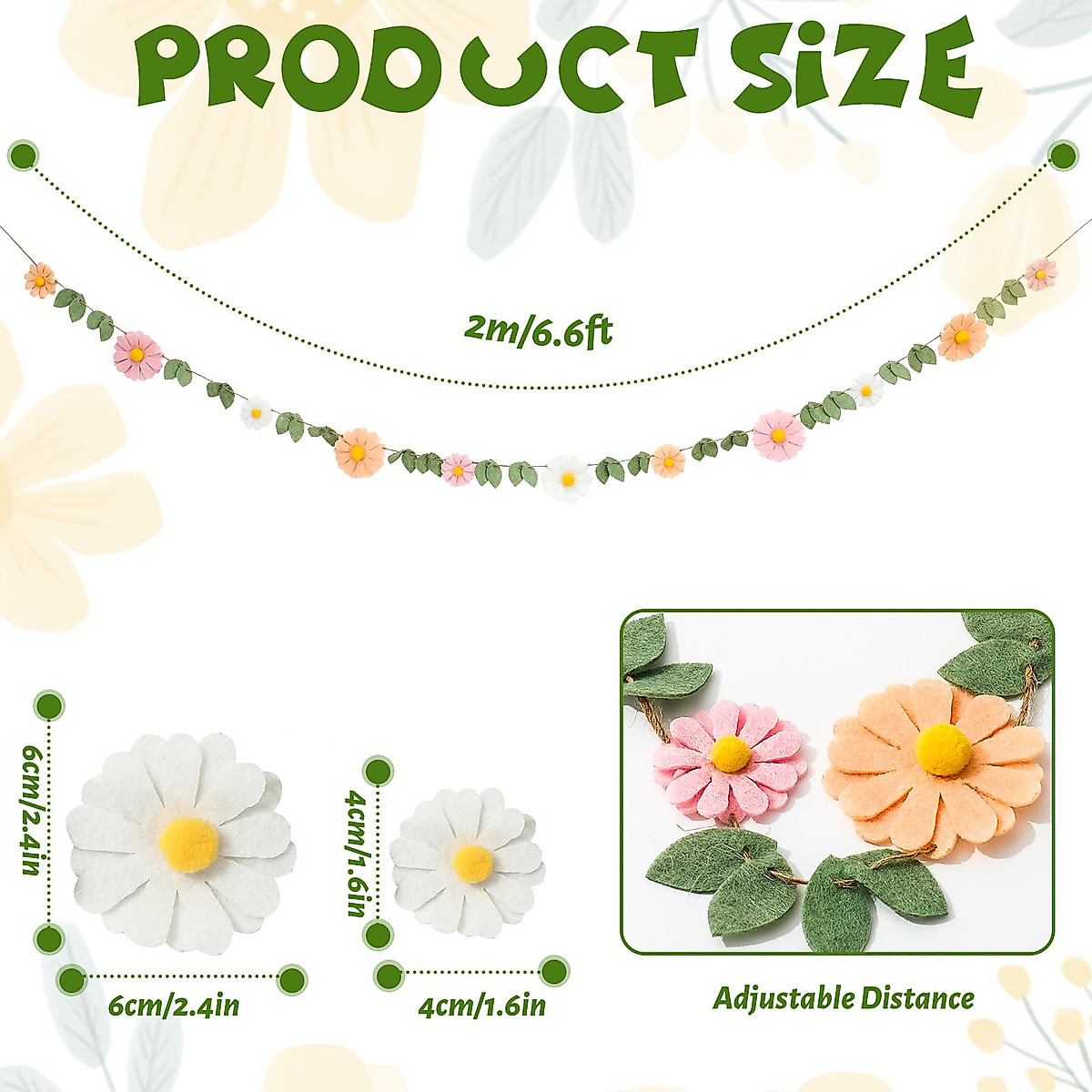 Daisy Felt Garland for Spring & Summer Party Decorations