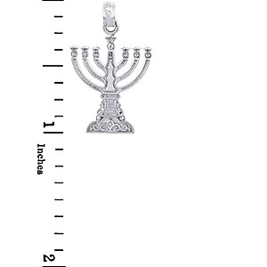 Claddagh Gold Jewish Menorah Pendants - Silver Menorah Pendant (Small)