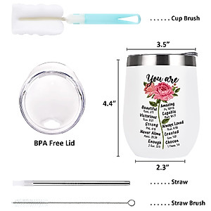 LiqCool Christian Gifts for Women, Unique Religious Gifts for Women, Inspirational Gift for Women, Christian Mothers Day Gifts, Christian Wine Tumbler Gift for Christmas Birthday (12oz, White)