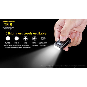 Nitecore TINI 2 Ultra Compact Keychain Flashlight, 500 Lumen USB-C Rechargeable with Digital Display (Black)