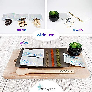 120 pcs Holographic Mylar Resealable Bags for Packaging - 3.5x5.1" Edible Smell Proof Ziplock Baggies for Party Favor Food Storage - 3.5g Small Sealable Foil Pouch for Candy, Lip Gloss, Lash, Jewelry