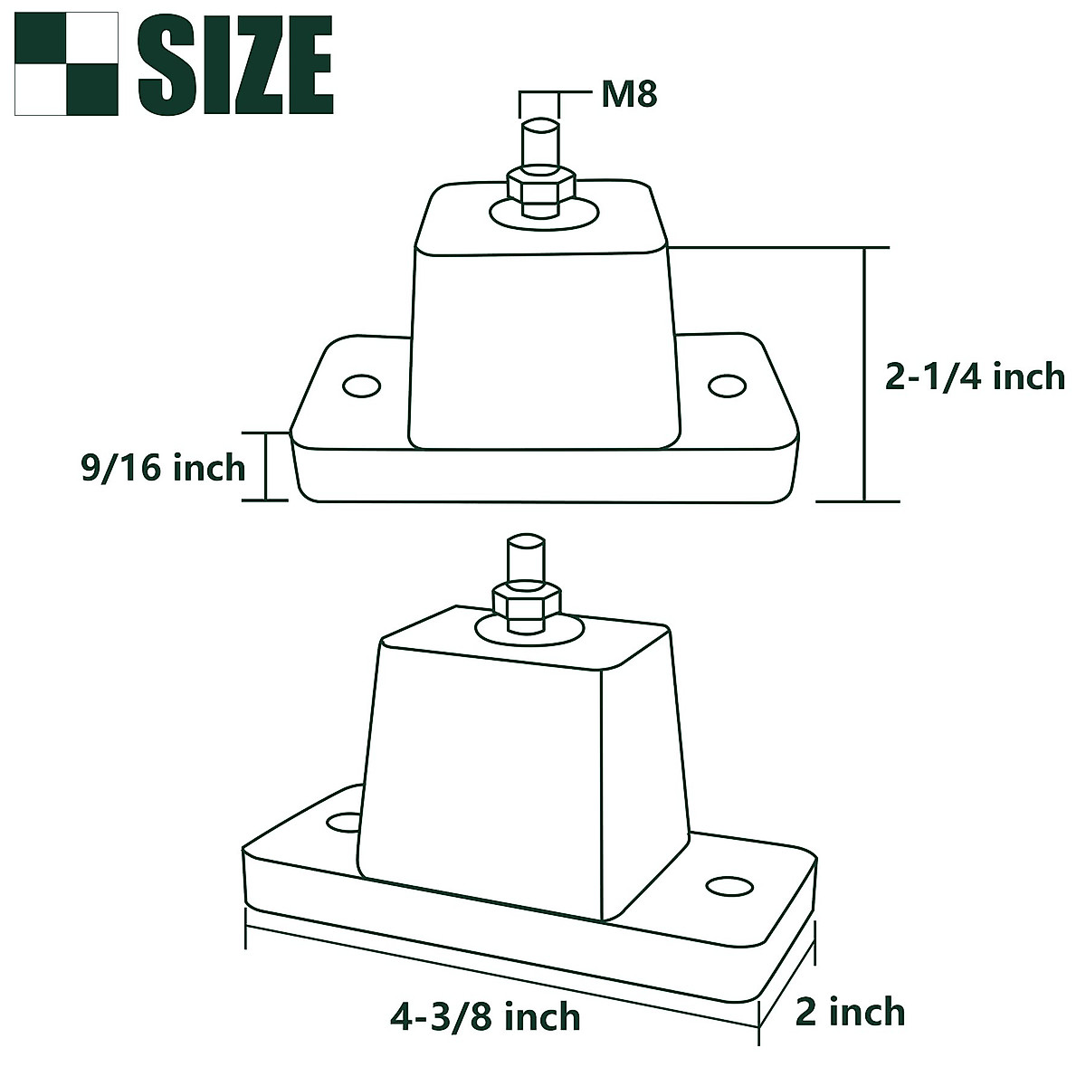 Flehomo 4 Pack Anti-Vibration Rubber Pads, Isolating Mount Bracket for Outdoor Mini Split Air Conditioner Condenser