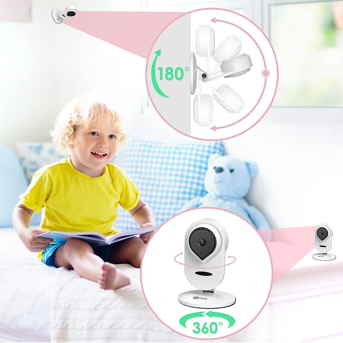 CanSHUO Baby Monitor, 2.4Ghz Video Baby Monitor with 900ft Long Range, Temperature, Infrared Night Vision, 2-Way Talk, High Capacity Battery