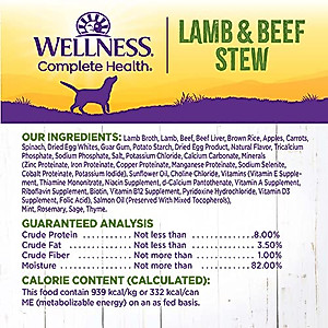 Wellness Thick & Chunky Natural Canned Dog Food, Lamb & Beef Stew, 12.5-Ounce Can (Pack of 12)