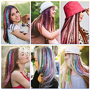 Mckanti 14 Colors Hair Tinsel Kit with Tool, 47 inch 2800 Strands Extensions for Women Girls, Fairy Glitter Sparkling Shiny Colorful Synthetic Party Daily Life Fashion