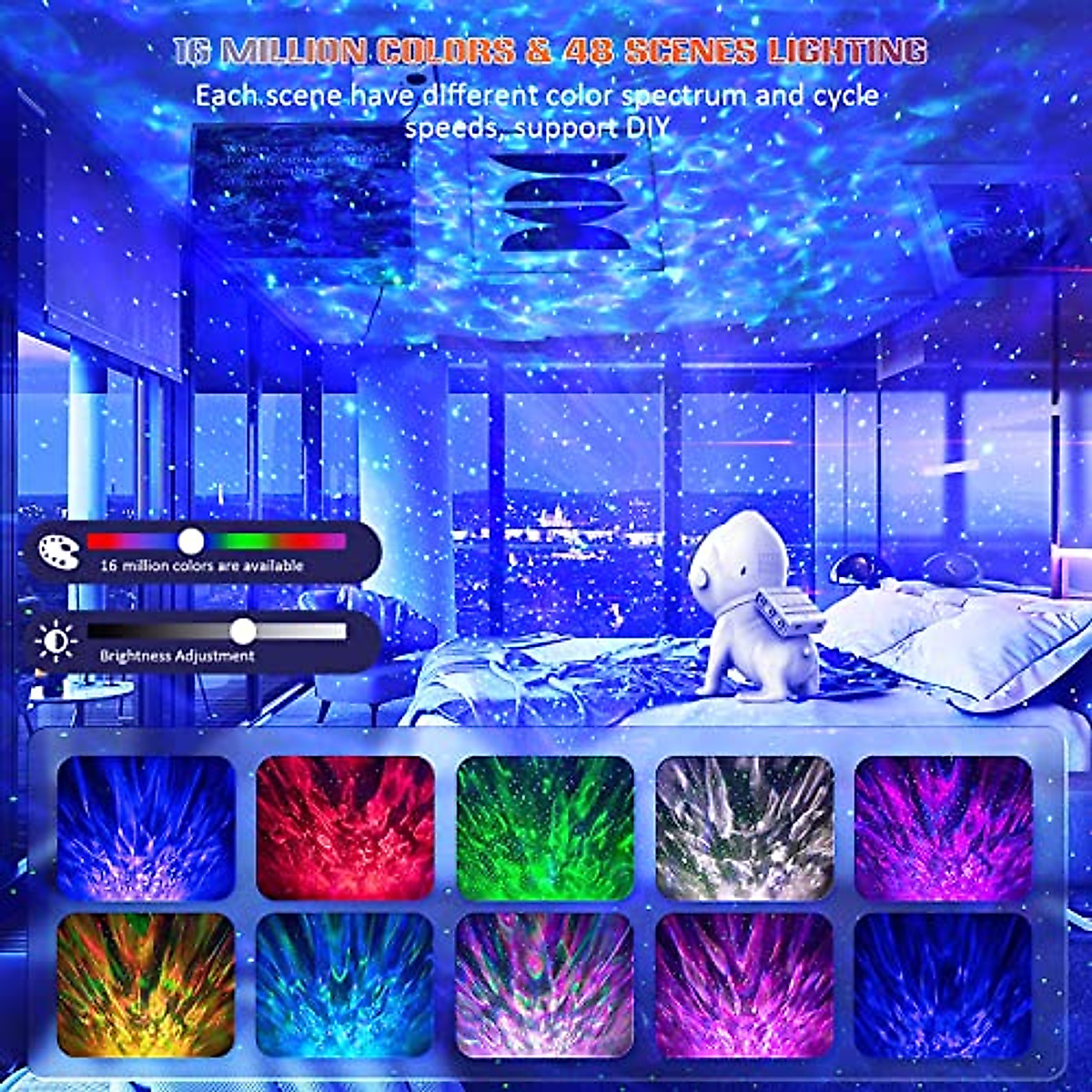 Star Projector,Galaxy Projector for Bedroom,Space Dog Projector with Bluetooth Speaker & White Noise and Remote Control,Smart Night Light Projector for Kids Adults Game Room Home Theater Ceiling Decor