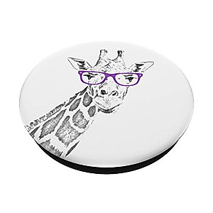 Giraffe wearing Purple Glasses PopSockets PopGrip: Swappable Grip for Phones & Tablets